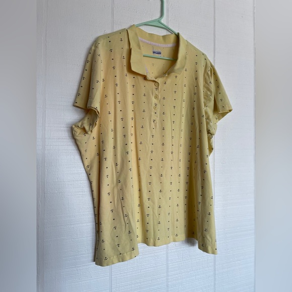 Basic Editions | Tops | Basic Edition Size 3x Yellow Anchor Top | Poshmark
